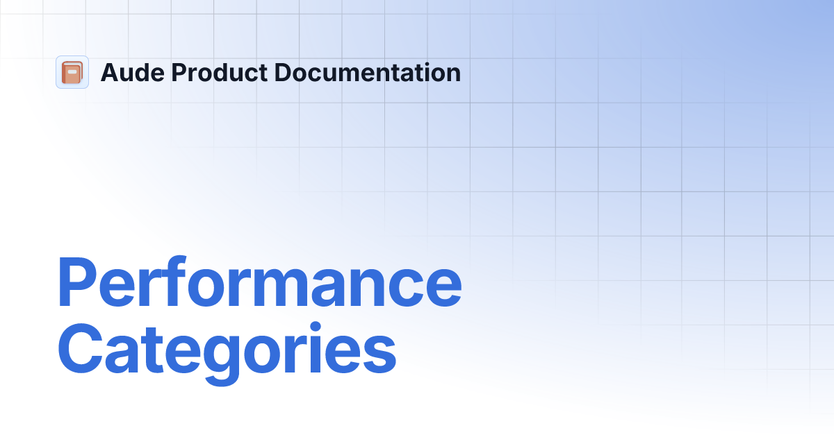 Performance Categories | Aude Product Documentation
